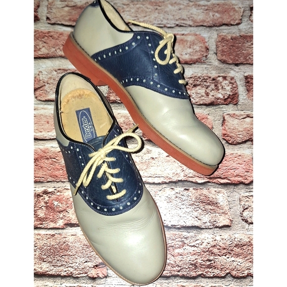Dexter | Shoes | Dexter Blue Beige Brogue Detail Leather Oxford Shoe ...